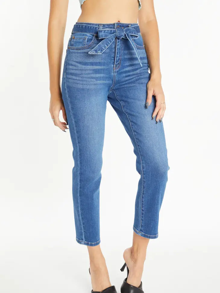 Super High Rise Ribbon Tied Straight Jeans – Vintage Southern Designs